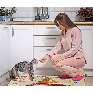 LISIBOOO Christmas Kitchen Rug - Kitchen Mat Set Non Skid Kitchen Rugs and Mats Anti Fatigue Kitchen Floor Mats Rubber Back Absorbent Washable Christmas Kitchen Rug Set 2 Piece 17''x29''+17''x47