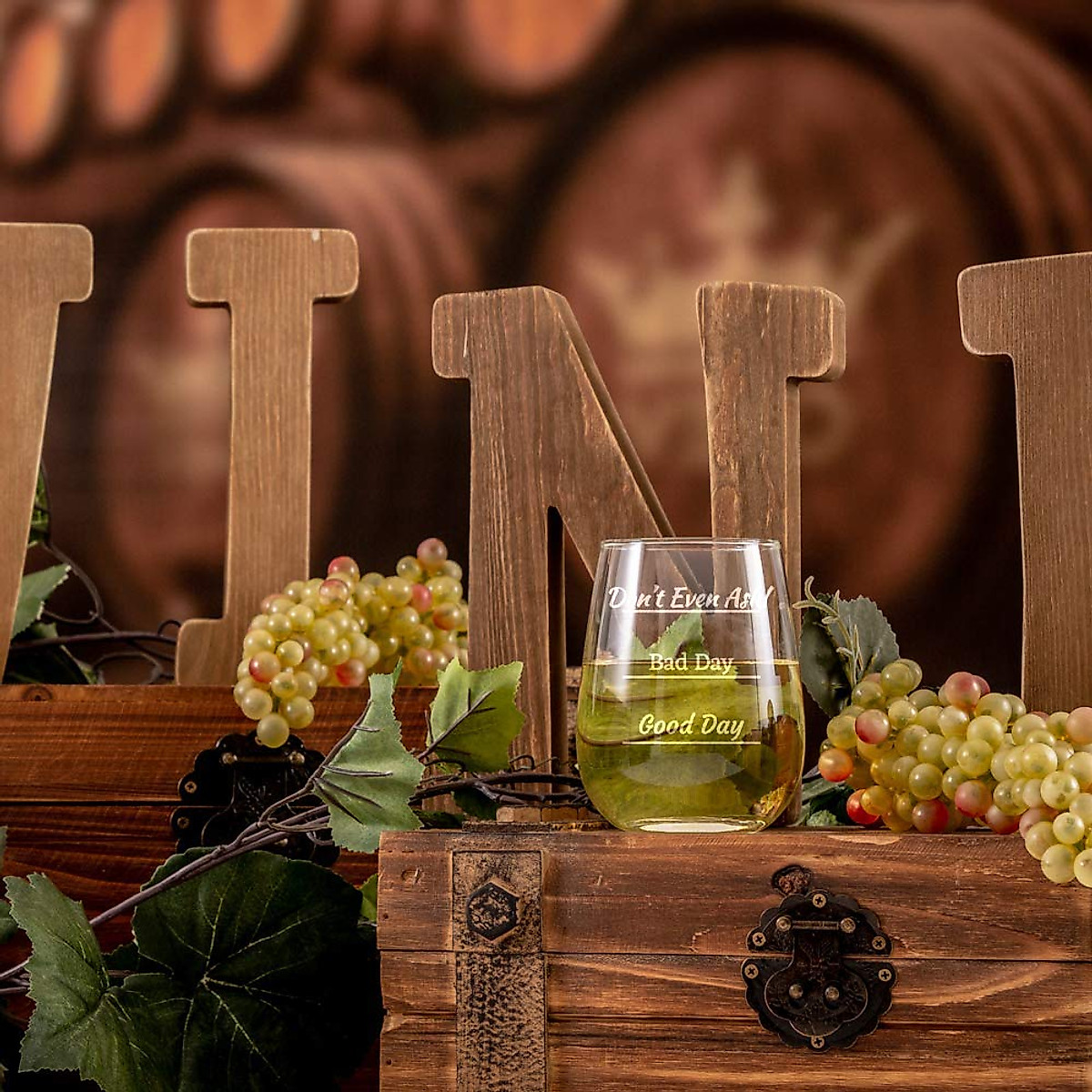 IT'S A SKIN Don’t Even Ask Bad Day Good Day |Stemless Wine Glass 17oz for red and white wine - Mothers Day, Grandmothers, grandma Incl free wine/food pairing card