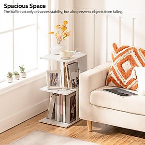MAHANCRIS End Table with Charging Station and Side Tables with Charging Station bundle，Narrow Side Table for Small Spaces，2-Tier Nightstand with Tempered Glass Top，for Bedroom，Living Room ETWT18E01Z-E