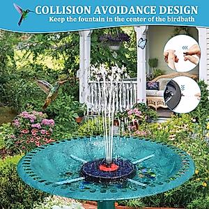 GAIZERL Solar Fountain 2024 Newest, 3.5W Solar Birdbath Fountains with Colorful Lights, Glass Panel, 2200mAh Battery, Hummingbird Water Pumps with 8 Spray Modes & 4 Fixed Pipes for Garden, Pool, Pond
