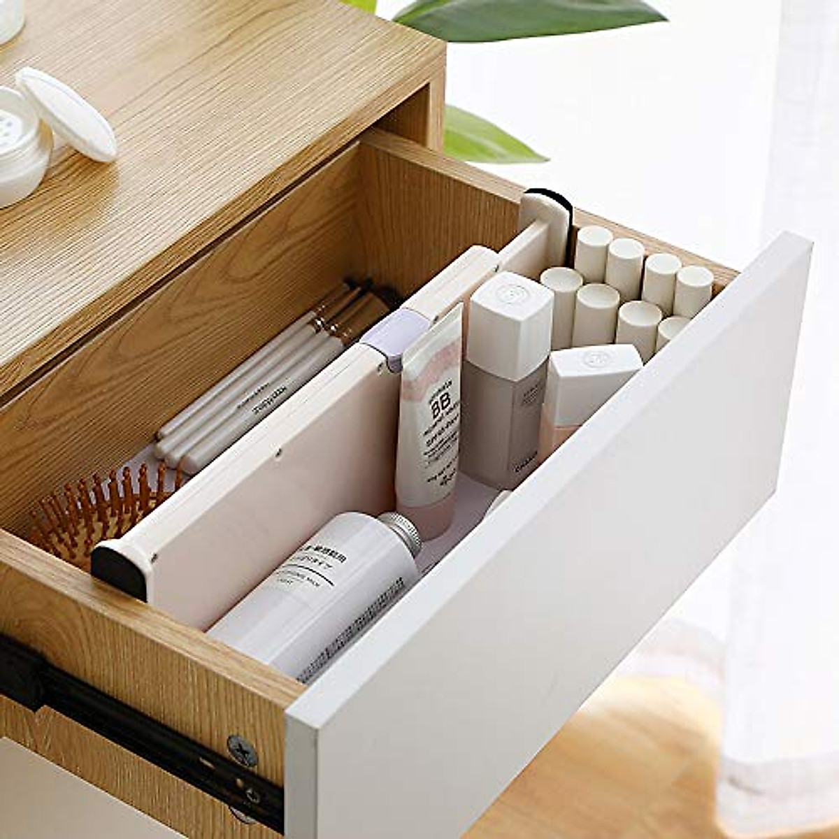 Xavnia Drawer Divider Organizers 6 Pack, Adjustable Separators High Expandable from 11-17 Inches for Bedroom, Closet, Baby Drawer, Office Desk, Kitchen Storage