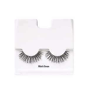 KISS Lash Couture LuXtensions Collection False Eyelashes, Flat Lash Technology, Real Lash Extension Fibers, Reusable, Contact Lens Friendly Strip Lashes, Style 'Black Swan', 1 Pair