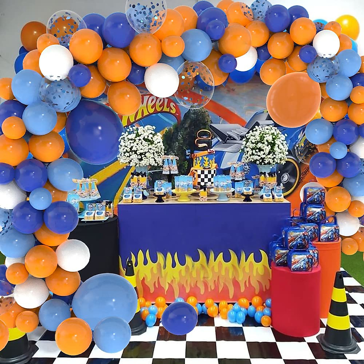 Labeol 127pcs Blue and Orange Balloons Garland Kit Balloon Arch Coffetti Balloons 18/12/10/5 Inch Balloons for Boys Girls Birthday Party Decoration Supplies Baby Shower