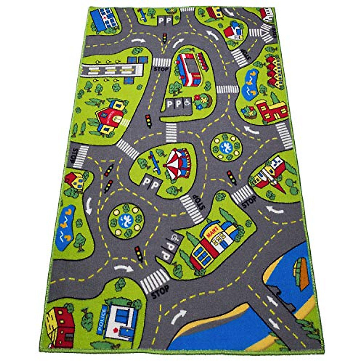 Large Kids Carpet Playmat Rug 52 x 32 with Non-Slip Backing, City Life Play Mat for Playing with Car Toy, Game Area for Baby Toddler Kid Child Educational Learn Road Traffic in Bedroom, Classroom