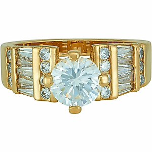 LIFETIME JEWELRY Circle Cubic Zirconia Wedding Ring for Women & Teen Girls 24k Gold Plated (9)