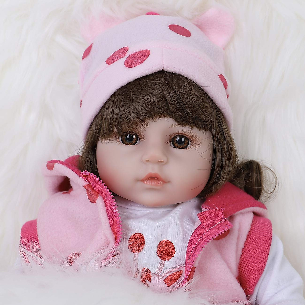 ENADOLL Reborn Baby Doll Realistic Silicone Vinyl Polka Dot Giraffe Baby 16 inch Weighted Soft Body Lifelike Doll Gift Set for Ages 3+(Polka Dot Giraffe)