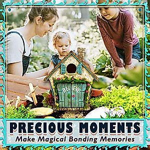 Twig & Flower The Adorable Believe Fairy Garden House - 8" Tall - Hand Painted Fairy Doors That Open Fairy House, Fairy Garden Decor, Fairy Garden Accessories Gnome Gifts for Her