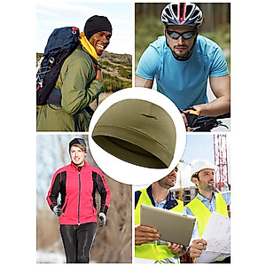 4 Pieces Men Skull Caps Soft Cotton Beanie Hats Stretchy Helmet Liner Multifunctional Headwear for Men Women (Black, Gray, Army Green, Navy Blue,Solid Style)