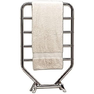 Warmrails Traditional Towel Warmer - Free-Standing or Wall Mounted Towel Warmer Rack for Drying Towels and Garments - 34-Inch Nickel Finish Frame with 4 Bars - Model RTS