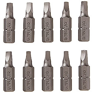 DEWALT DW2202B10 #2 Square Recess 1-Inch Bit Tip (10-Pack), Silver