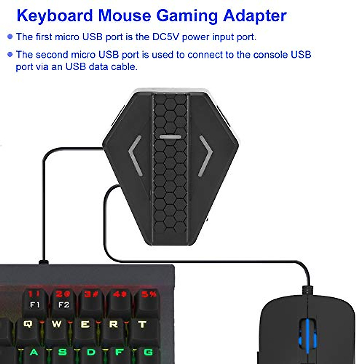 Kafuty-1 Keyboard and Mouse Converter,Gaming Keyboard and Mouse USB Adapter Converter for X-360/X-1/P3/P4/N-Switch Game Console Gamepad,Black(Black)