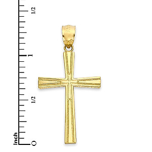 Solid Gold Cross Pendant in 10k or 14k, Religious Jewelry for Him (10k Gold)