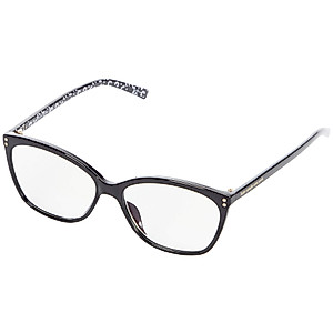 Kate Spade New York Women's Milena Blue Light Reading Glasses Cat Eye, Black/Demo Lens, 55mm, 15mm + 2