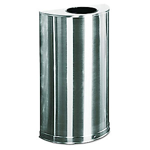 Rubbermaid Commercial Products Half Rounds Steel Trash Can, Open Top, 12 GAL, Stainless Steel, Indoor for Hotel Lobbies/Washrooms/Front of House Hospitality Areas