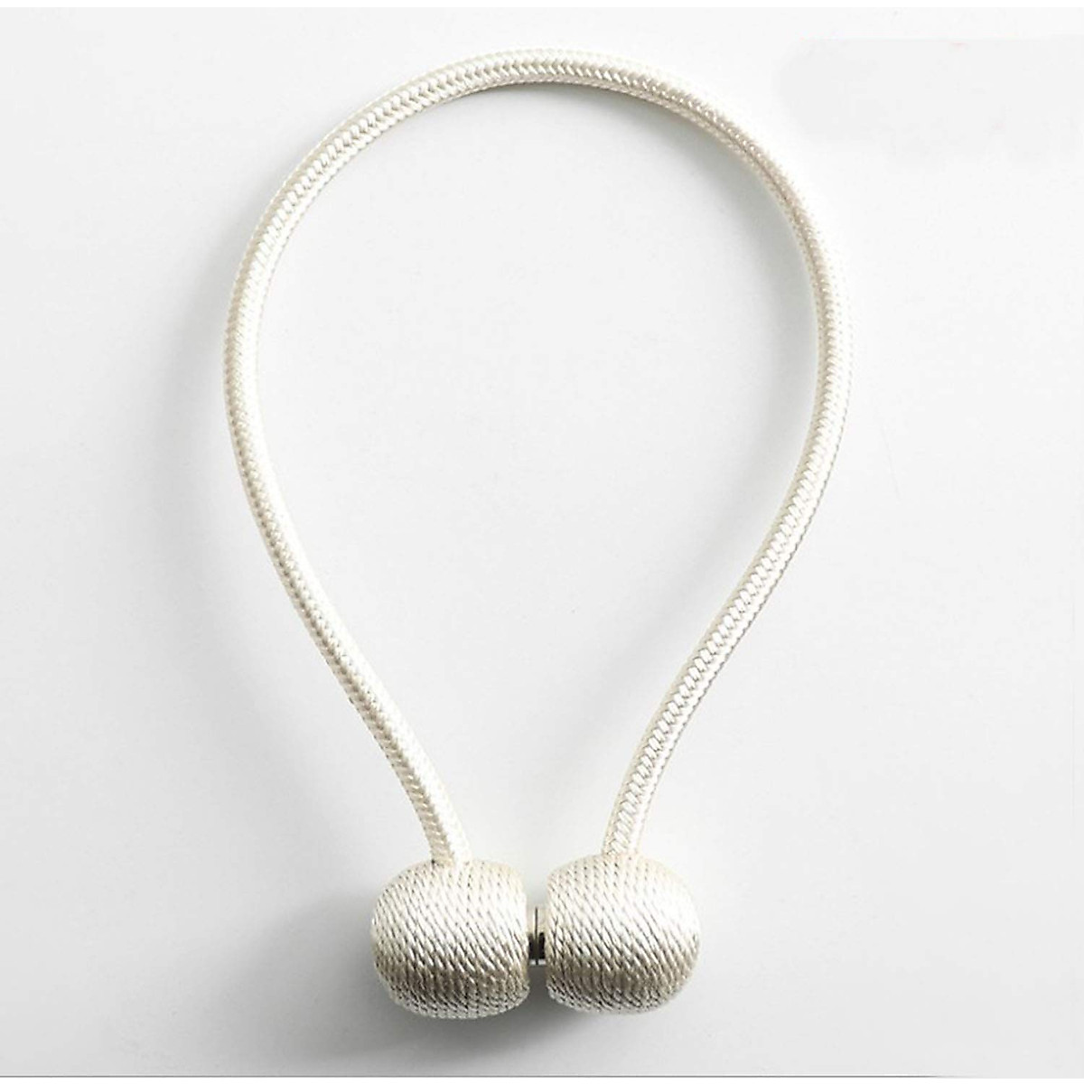 Magnetic Curtain Tiebacks, Decorative Curtain Clips Rope Holdbacks Tie Backs for Home Office Window Decoration, No Drilling and Holes Required, Beige