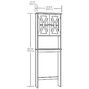 Sauder Cottage Road Over-Toilet Bathroom Etagere with Doors, White Finish