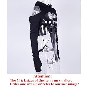 Goth Crop Top Hoodies For Women Hoodie Aesthetic Punk Black Sweatshirt Rave Outfit Emo Teen Girls Long Sleeve Workout