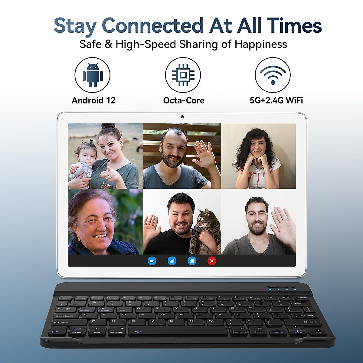 Tablet 2025 Latest Android Tablet 10 inch, Octa-Core 5G WiFi Tablet with Keyboard, 128GB + 8GB + 1TB Expandable Storage, Large Touch-Screen Tablet, 13MP Dual Camera/Bluetooth/GPS/HD Display/Mouse/Case