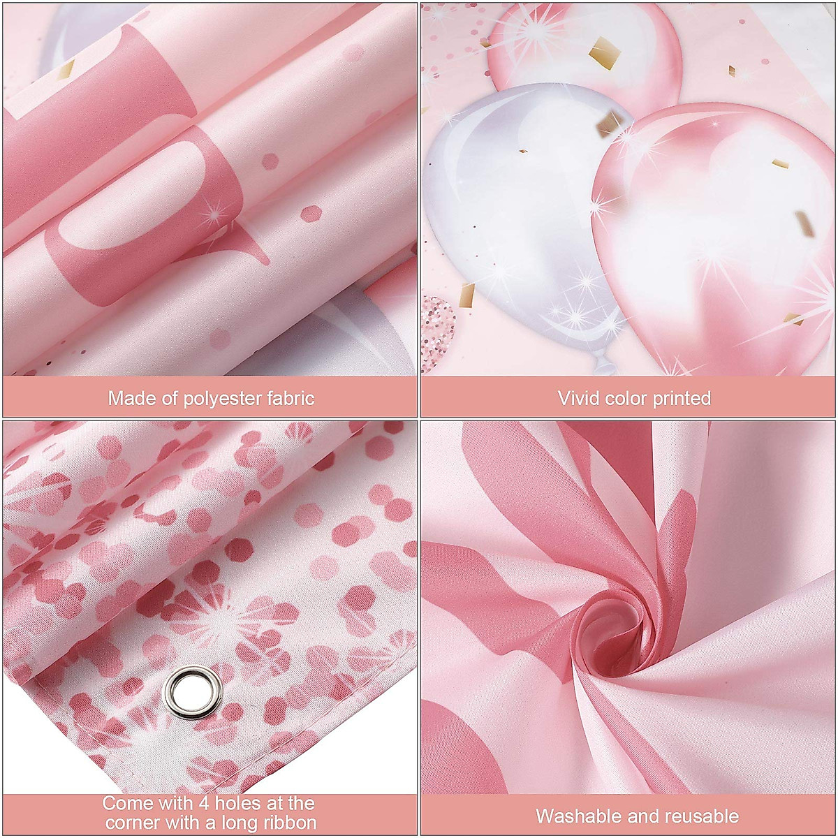 Pink and Rose Gold Happy Birthday Party Decorations Supplies Birthday Party Backdrop for Women and Girls Happy Birthday Banner Baby Shower Sweet 16 Photography Background Photo Booth