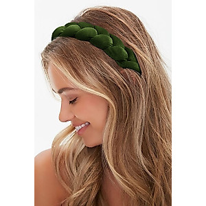 WOVOWOVO Headbands for Women, Non-Slip Soft Solid Thick Wide Solid Color Girls Hair Hoop Velvet Braided Headband's Cute Hair Accessories, Green