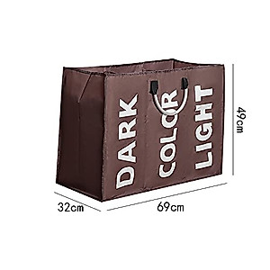 Yuehuamech Laundry Baskets 3 Sections Laundry Hamper with Handles Collapsible Dirty Clothes Sorter Basket Laundry Basket Bag Washing Bin for Closet Dorm Bathroom