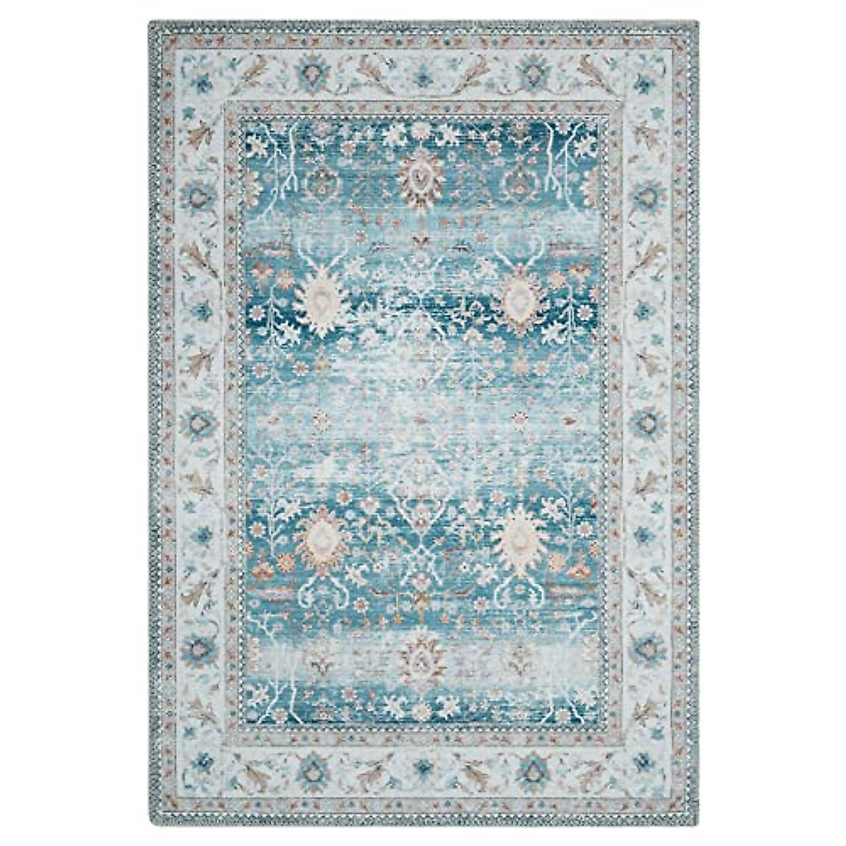 RUGSREAL Area Rug for Living Room 8x10 Persian Distressed Carpet Rug Lightweight Non Slip Foldable Rug Machine Washable Indoor Floor Cover Chenille Rug, 8' x 10'