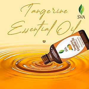 SVA Tangerine Essential Oil – 4 Fl Oz – 100% Natural Tangerine Oil - for Diffuser, Hair Care, Face, Skin Care, Aromatherapy, Scalp and Body Massage, Soap and Candle Making – with Dropper