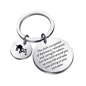 ENSIANTH Sloth Keychain Sloth Lover Gift Inspirational Sloth Gifts for Friends Animal Lover Gift (Sloth Keychain)