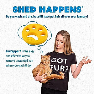 FurZapper Pet Hair Remover for Laundry, 4 Count - Reusable Dog & Cat Hair Remover Tool As Seen on Shark Tank - Removes Pet Fur, Hair, Lint, Dander from Clothes & Laundry - One FurZapper Per Pet