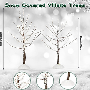 15 Pcs Christmas Village Accessories Including Artificial Snow Frost Trees Artificial Fake Snow Blanket Bare Branch Trees Accessory Cobblestone Street Accessory Figurine Village Displays for Houses