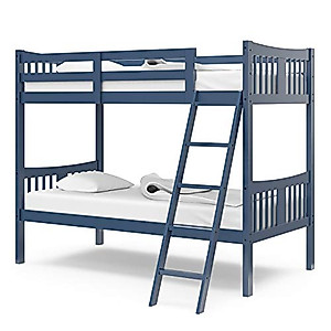 Storkcraft Caribou Twin-over-Twin Bunk Bed (Navy) – GREENGUARD Gold Certified, Converts to 2 individual twin beds