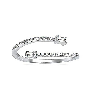 1/5 Carat Baguette Cut and Round Natural Diamond Adjustable Bridal Band Ring for Women in 14k Yellow Gold (I-J, SI1-SI2, cttw) Wedding Jewelry Size 8.5 by VVS Gems