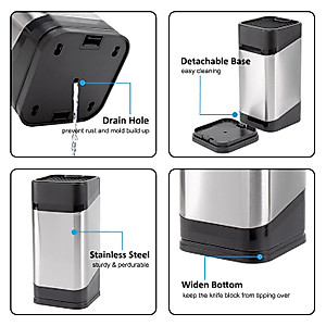 RedCall Kitchen Knife Holder,Stainless Steel Universal Knife Block for Kitchen Counter,Space-Saving Knife Storage Organizer Countertop,Knife Block Holder without Knives (Black)