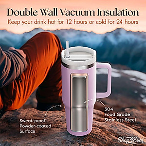 Custom Personalized Birth Flower Flower Your Name Engraved Insulated Stainless Steel Tumbler with Handle, Lid, and Straw 40 oz. Birthday Gift for Her