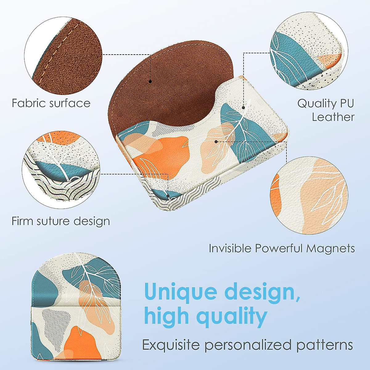 xiviers Business Card Holder，PU Leather Business Card Case Color Printing Pattern Card Holder Wallet，Pockets Magnetic Credit Card Holders for Men and Women，Bohemian Leaf