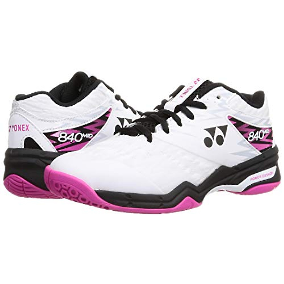 Yonex Badminton Shoes, Power Cushion 840 Mid White/Pink (062), US Men's Size 8.5 (26.5 cm)