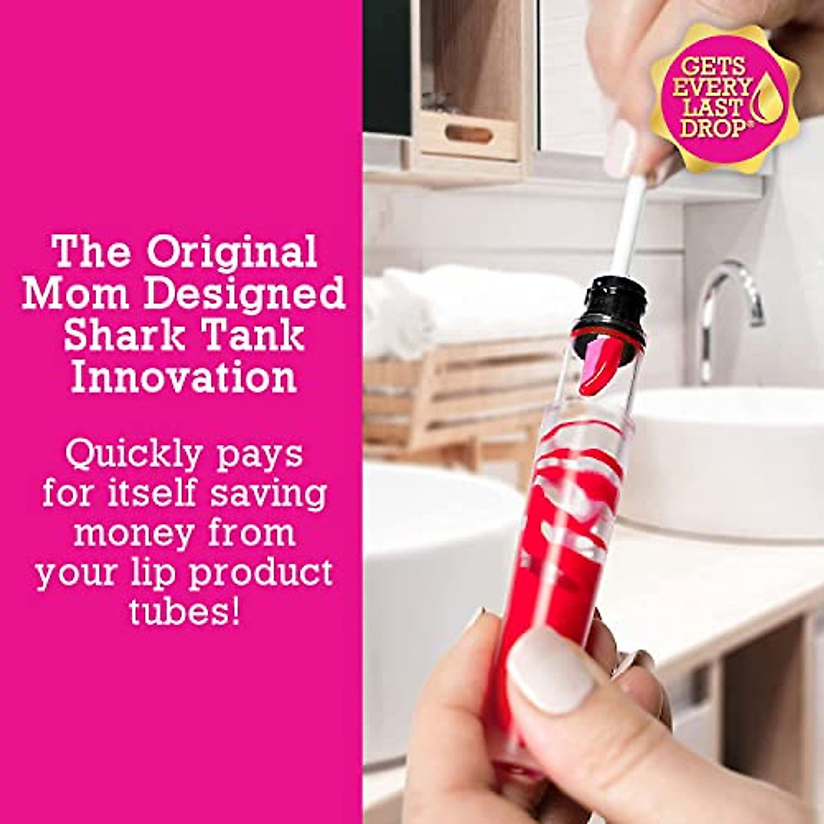 Spatty Lip Gloss Tiny Beauty Spatula (6 Inch Pink) Shark Tank Mom Made Scrapes Last Drop of Lipstick, Concealer, Chapstick, Tiny Makeup Cosmetics Gifts for Women, Teen, Grandma, Mom Stocking Stuffers