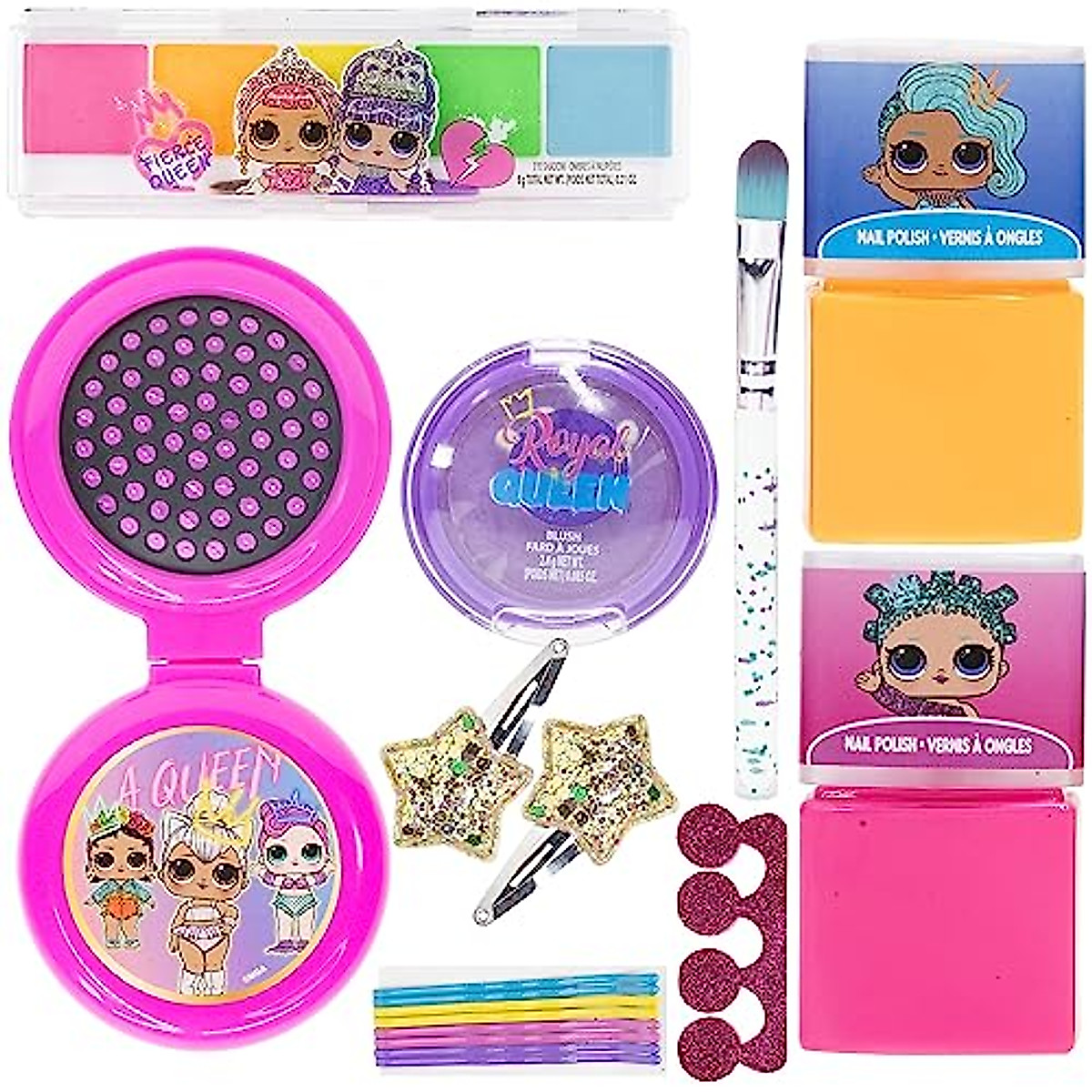 Townley Girl L.O.L. Surprise! Fashion Purse Makeup Set with Non-Toxic Nail Polish, Eyeshadow, Hair Accessories and More, Rainbow Chain for Girls Ages 3 and Up