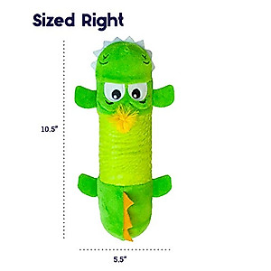 Petstages Stuffing-Free Big Squeak Gator Plush Dog Toy, Medium