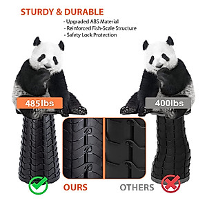 Outward Gear Upgraded Collapsible Stool Large Square Portable Folding Chair for Adults Camping Stool Sturdy Foldable Retractable Telescoping Stool (Black)