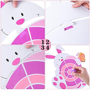 Aneco Easter Bunny Easter Egg Dart Board Sticky Balls Toys Games DIY Spliceable Dart Board Kit with 6 Sticky Balls for Indoor and Outdoor Sports Games