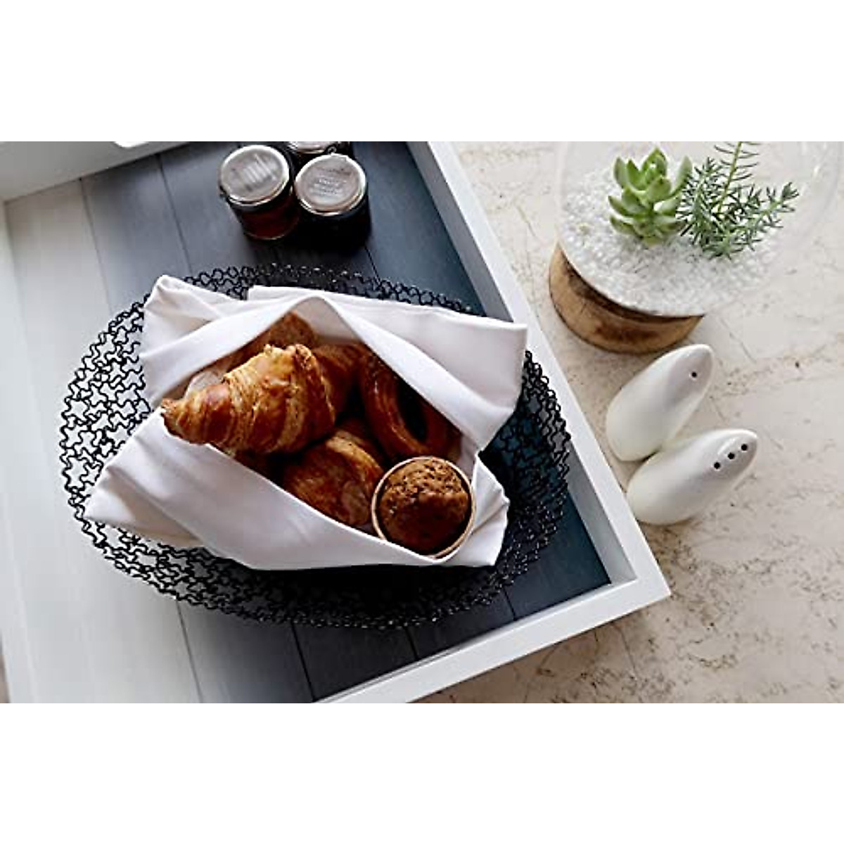 Set of 2 Ombre Wooden Serving Tray for Ottoman Coffee Table Breakfast in Bed Tea Accessory Organizer (16 & 10 Inch Grey Ombre)