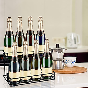 8 Bottle Coffee Syrup Organizer Rack, 2 Tier Coffee Syrup Bottle Stand Holder for Coffee Bar, Premium Wine Bottle Rack, Countertop Freestanding Tabletop Liquor Wine Rack for Dressings Cocktail(Black)