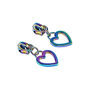 HEVSTIL 10-Pack #5 Rainbow Zipper,Heart Shape Zipper Replacement Zipper Pull Rainbow Teeth Nylon Zippers for Sewing Crafts 5 Yards Garment Accessories