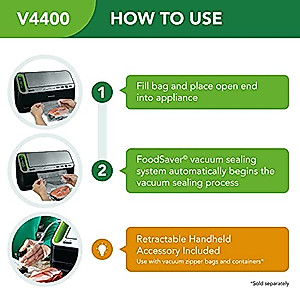 FoodSaver V4400 2-in-1 Vacuum Sealer Machine with Automatic Vacuum Sealer Bag Detection and Starter Kit, Safety Certified, Black and Silver