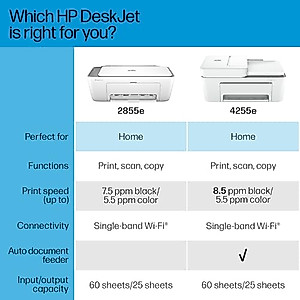 HP DeskJet 2855e Wireless All-in-One Color Inkjet Printer, Scanner, Copier, Best-for-home, 3 months of Instant Ink included (588S5A)
