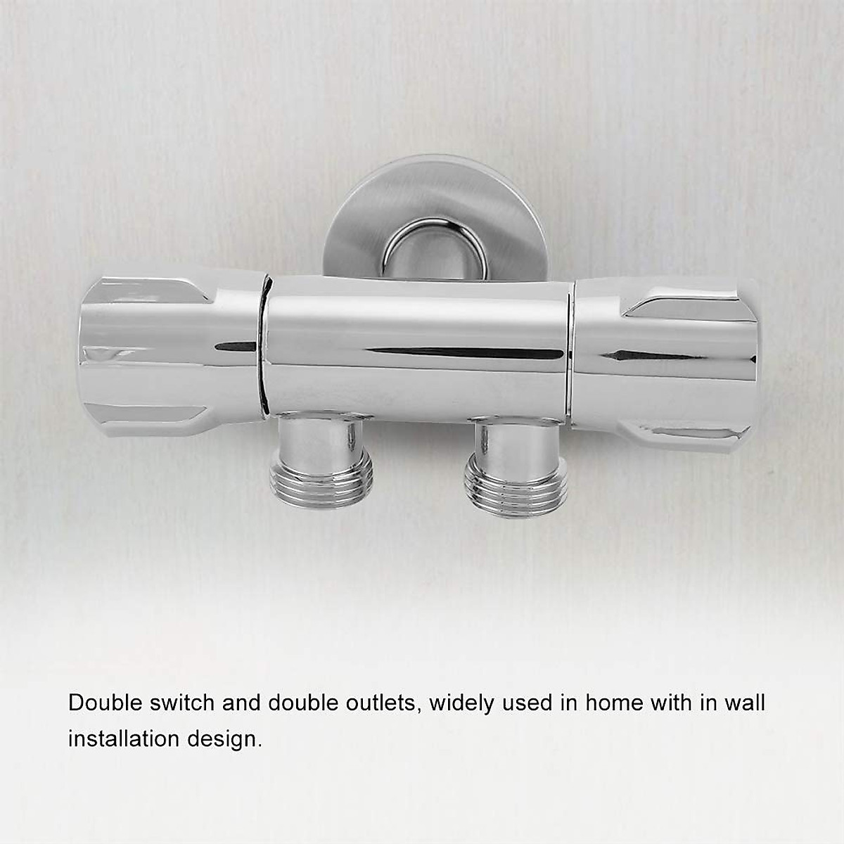 Double Switch Outlet Toilet Bidet Shower Faucet, Angle Stop Valve Copper Outlet Angle Valve G1/2 Thread 1 Inlet 2 Outlet, Double Handle Double Control Faucet for Sprayer Toilet