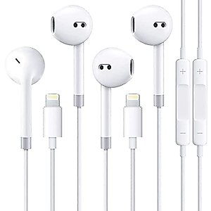 2 Pack - Apple Earbuds for iPhone Headphones [Apple MFi Certified] with Built-in Mic & Volume Control Wired Earphones Compatible with iPhone 13/12/11/XR/XS/X/8/7/SE