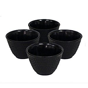 Happy Sales HSCT-ARSB4, Cast Iron Teacup ARR Black 4 pc