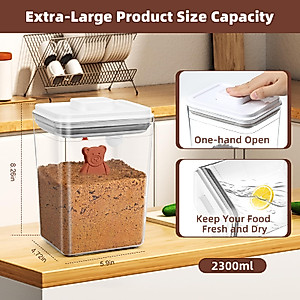 SUMMORO Brown Sugar Keeper, Brown Sugar Container 2.4Qt/2300ml with 6 PCS Brown Sugar Keeper Saver, Pop Airtight Food Storage Containers Brown Sugar Bear Softener for Moisture, Food Safe and Reusable